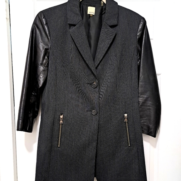 ecru | Jackets & Coats | Ecru Blazer With Leather Sleeves | Poshmark